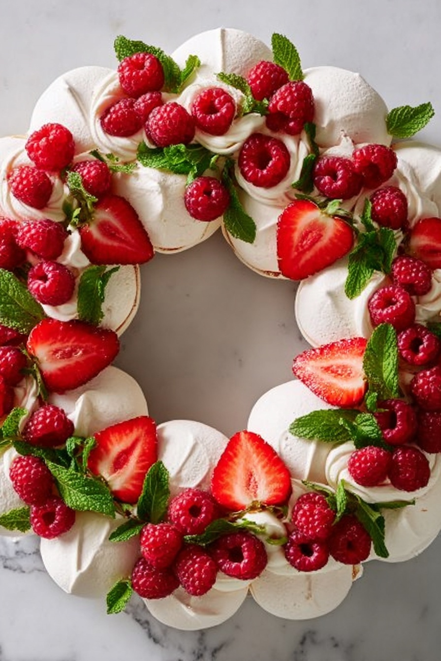 Pull Apart Pavlova Wreath with Fresh Fruit | Stunning Dessert