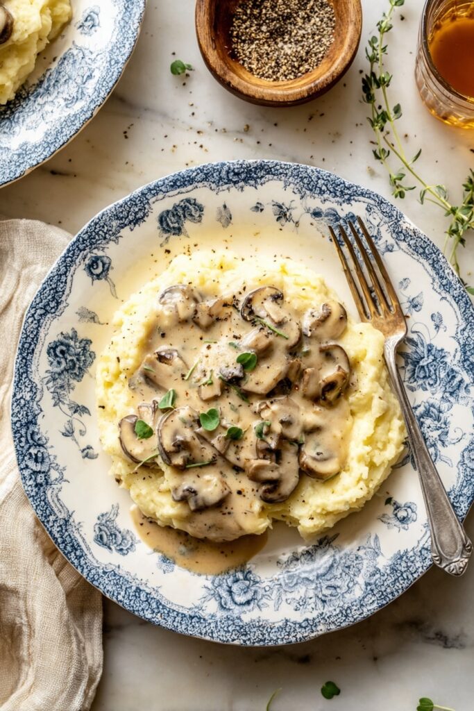 Skillet Chicken with Mushroom Parmesan Gravy – Easy & Delicious