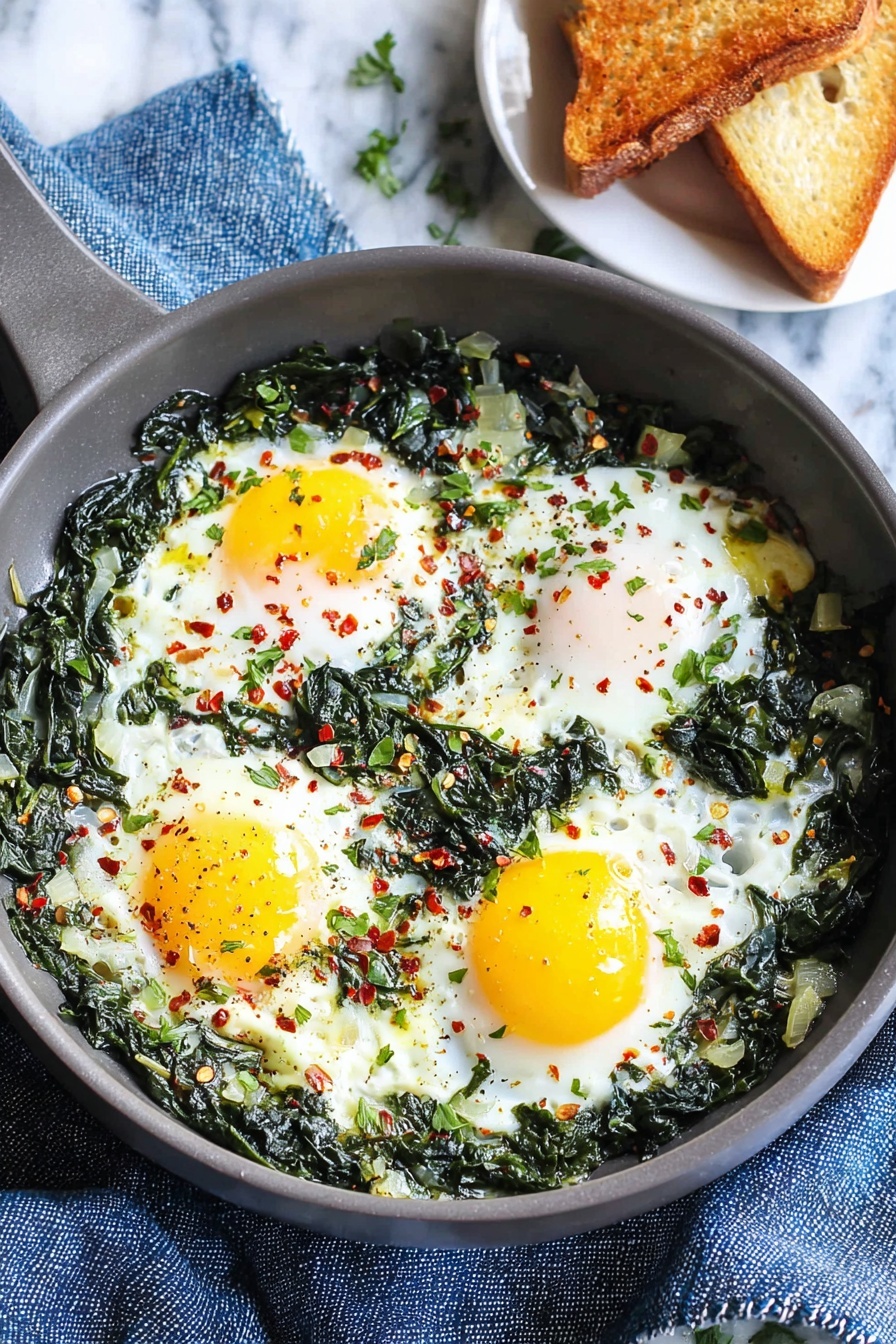 Creamy Spinach and Eggs: Easy, Quick, Healthy Breakfast